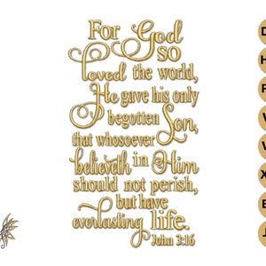 Bible Verse Machine Embroidery Design Embroidered File John | Etsy
