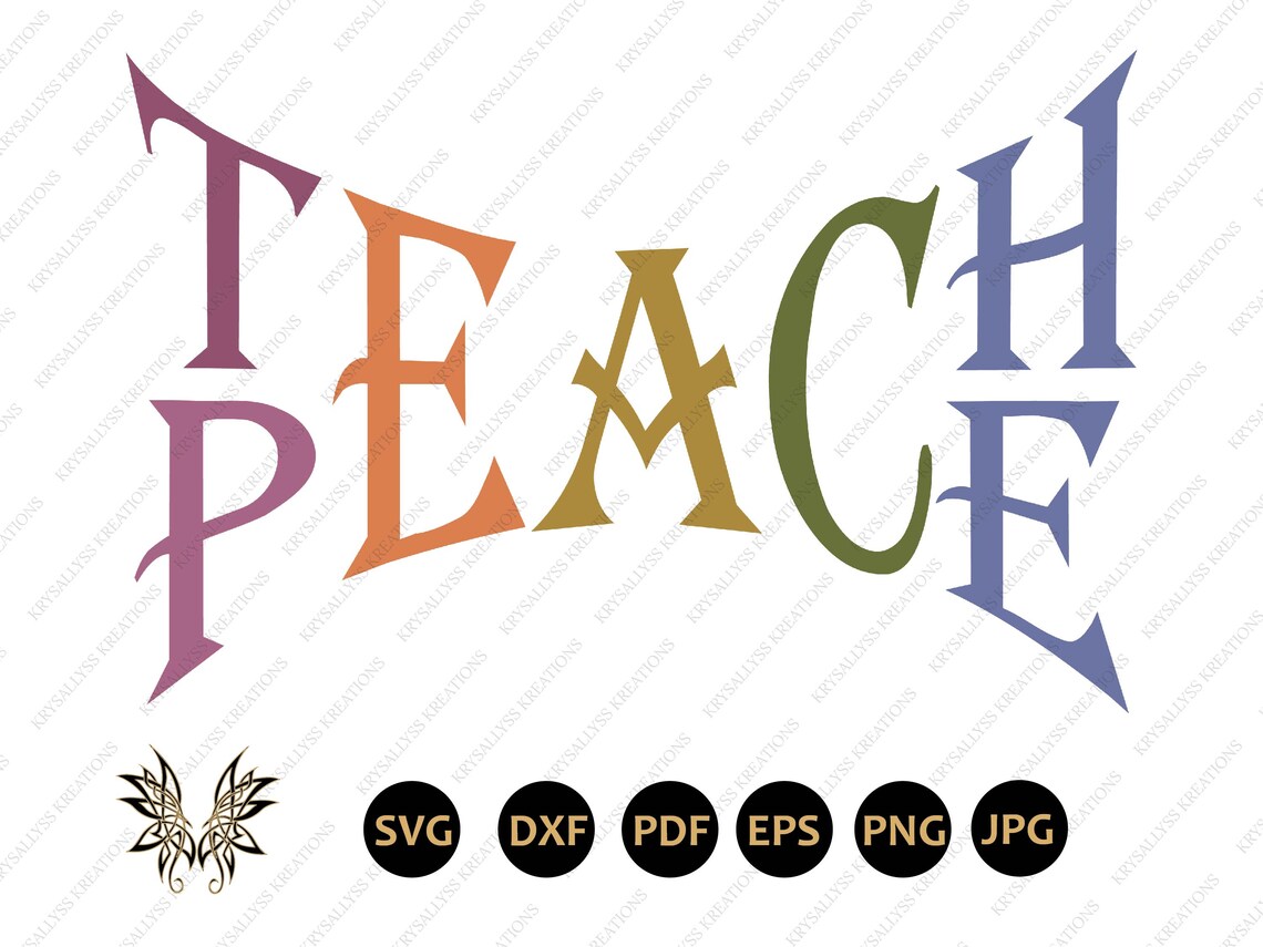 Teach Peace SVG Simple Text Cutting Files for Sublimation | Etsy