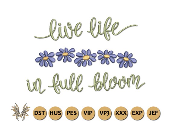 Live Life Machine Embroidery Design for Inspirational Adult | Etsy