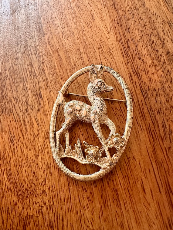 Vintage deer brooch, vintage - Gem