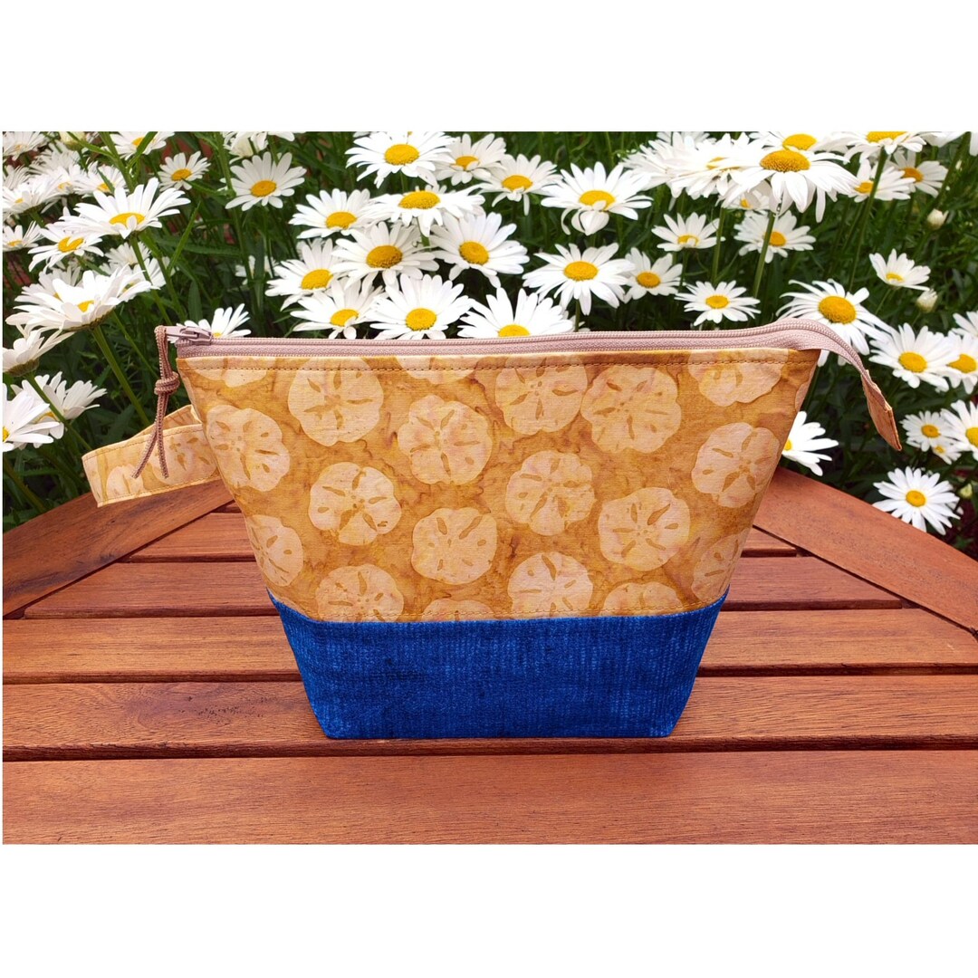 Batik Sand Dollars Project Bag: Beach Theme Open Wide Zipper Bag With ...