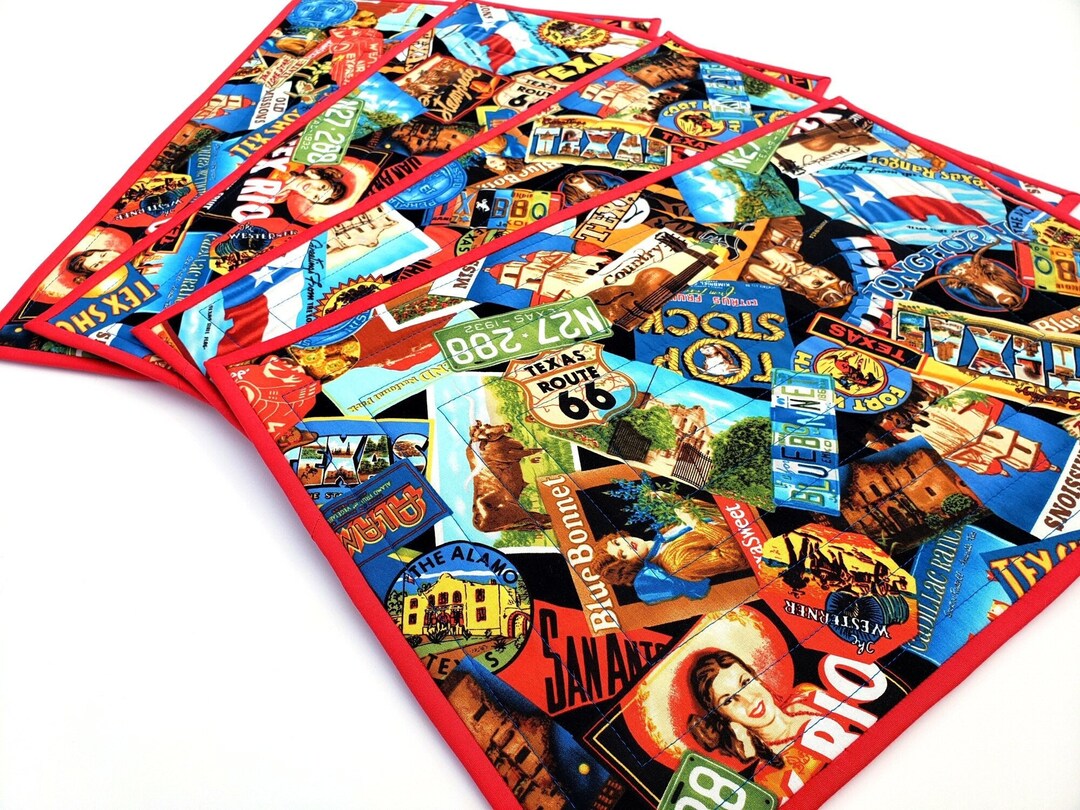 Texas Postcards Quilted Placemats: Western Theme Table Mats With ...