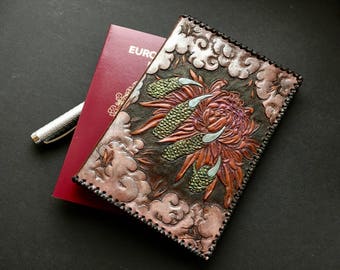 Tooled leather fantasy notebook / notepad / daily planner | Etsy