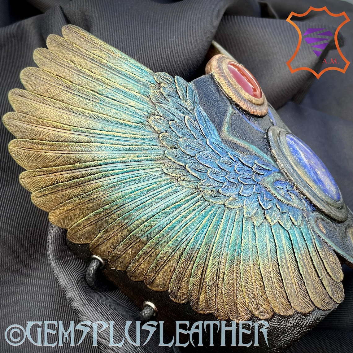 Tooled Leather Egyptian Scarab Bracelet by Gemsplusleather - Etsy