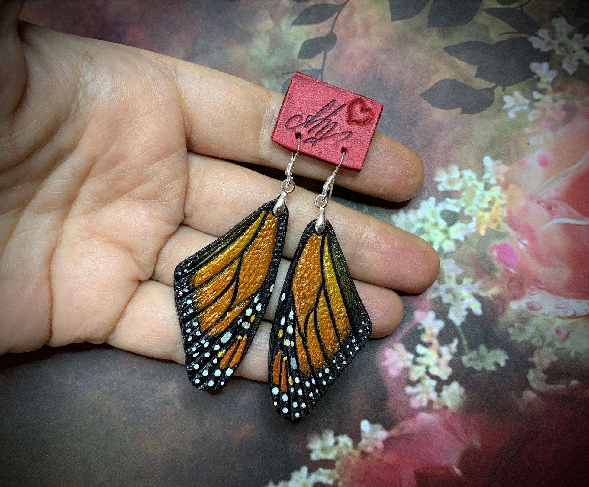 Hand Tooled Leather Iridescent Monarch Butterfly Wings | Etsy