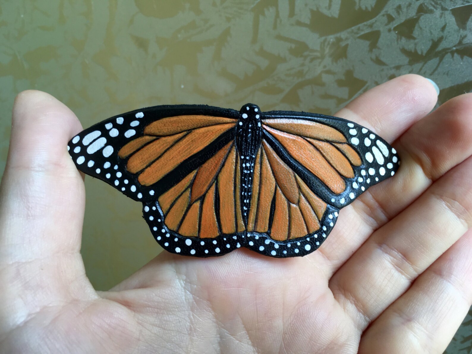 Hand Tooled Leather Monarch Butterfly Hair Barrette or Brooch - Etsy