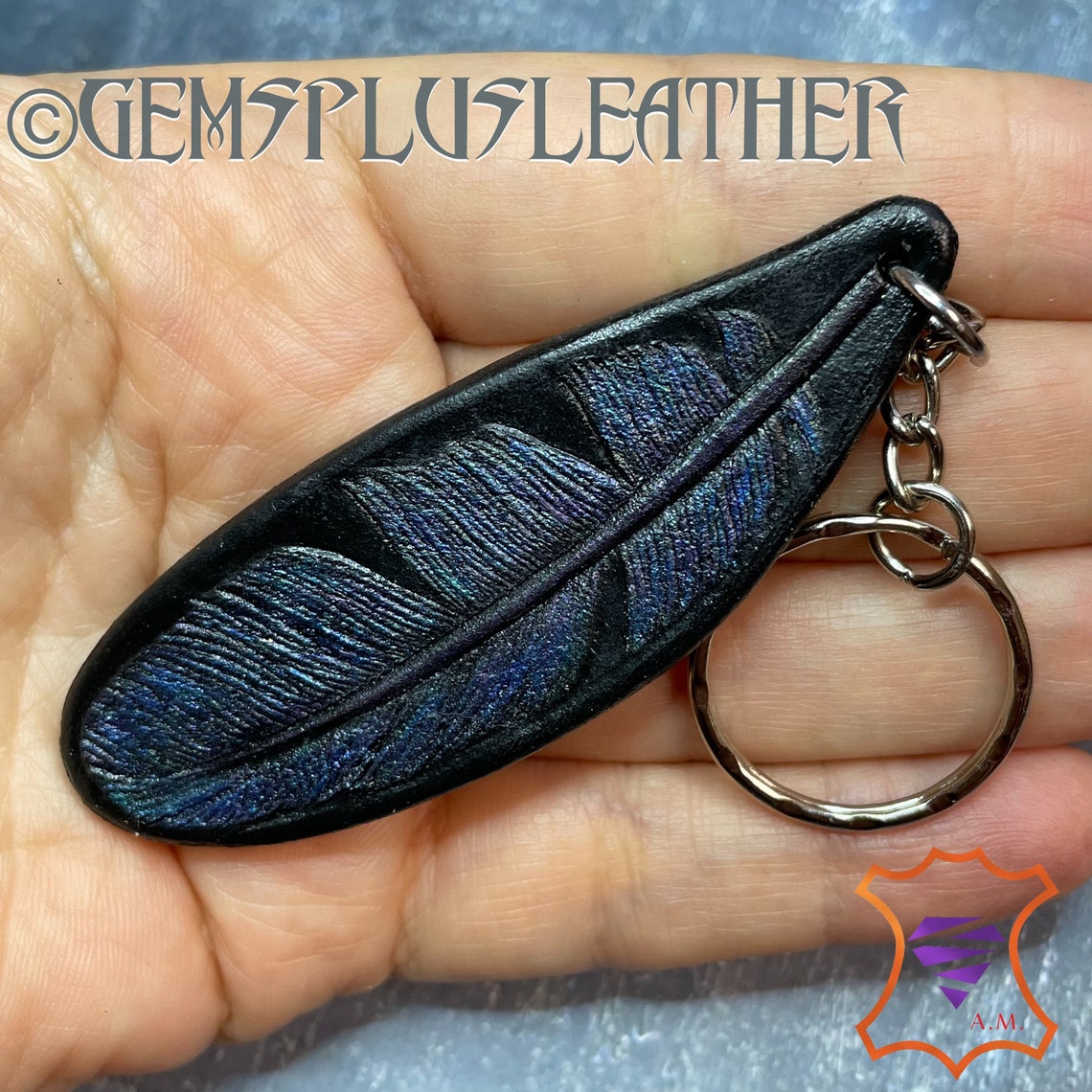 Tooled Leather Fantasy Raven Feather Key Holder Hand Tooled - Etsy