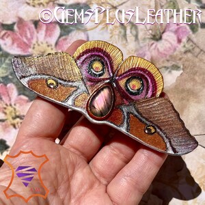 Tooled Leather Madagascan Emperor Moth Brooch / Pendant Transformer ...