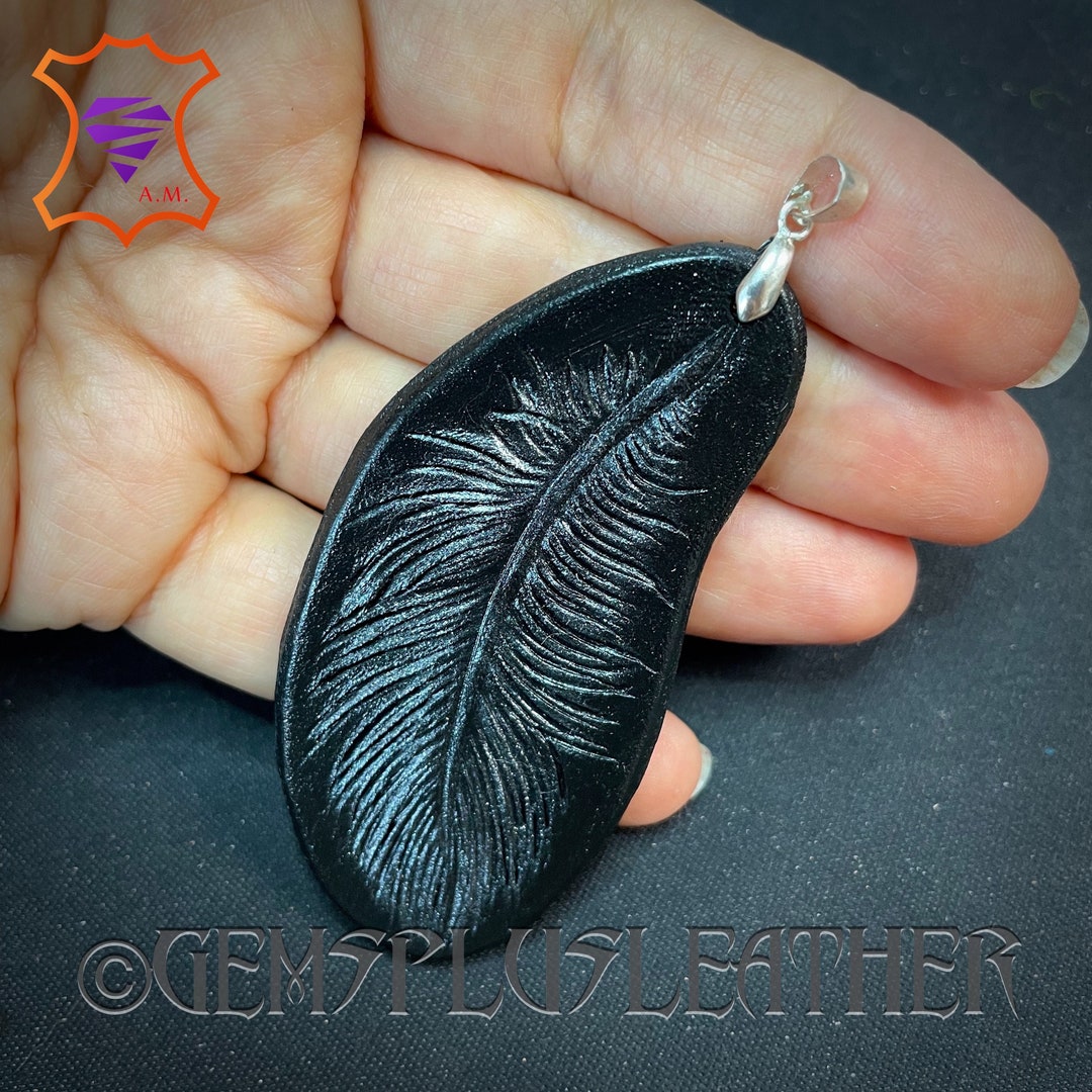 Tooled Leather Silver Feather Key Holder or Pendant - Hand Tooled ...