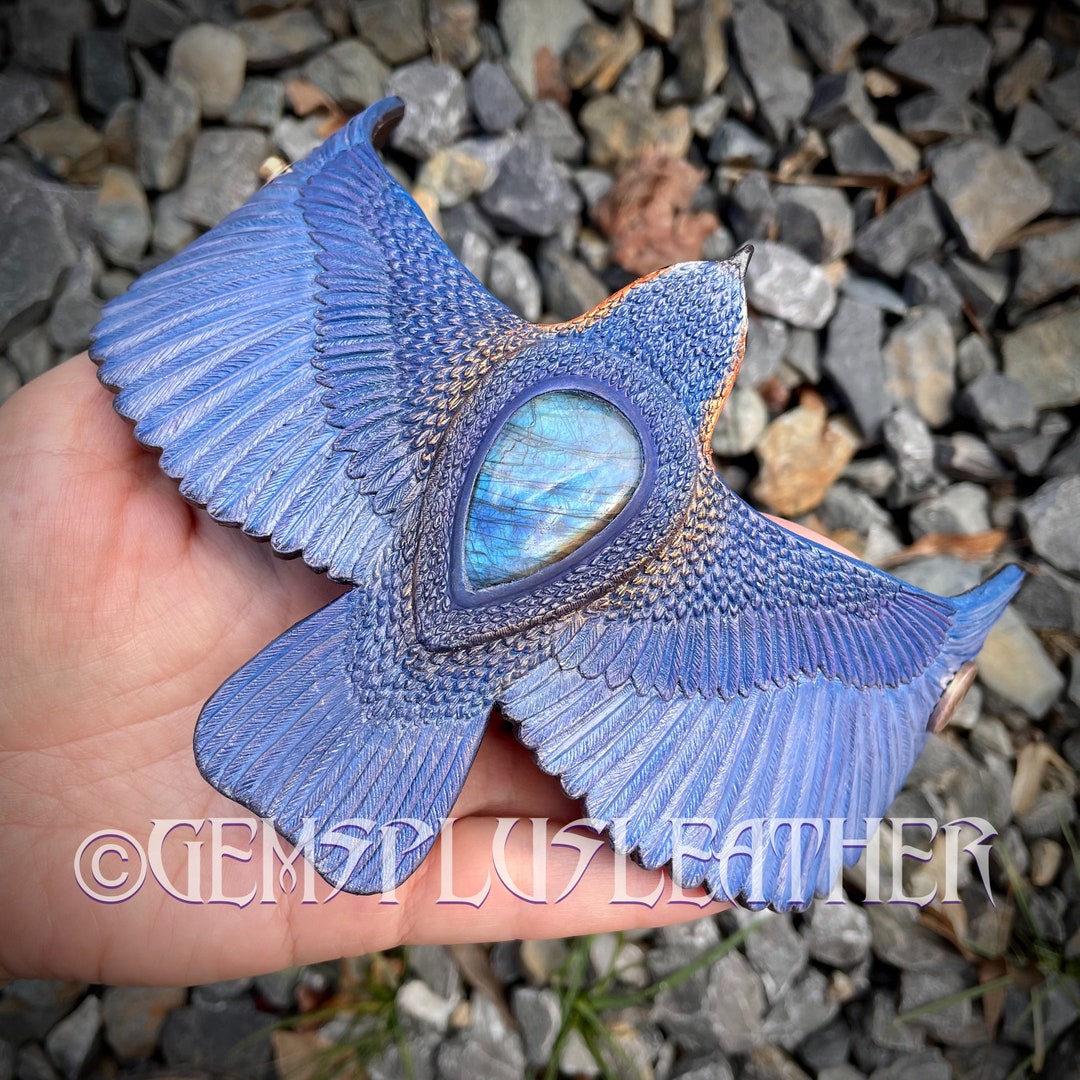 Bluebird Bracelet Hand Tooled and Hand Painted Leather Bluebird Cuff ...