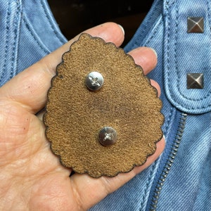 Hand Tooled Leather Concho With Petrified Wood - Natural Gemstone ...