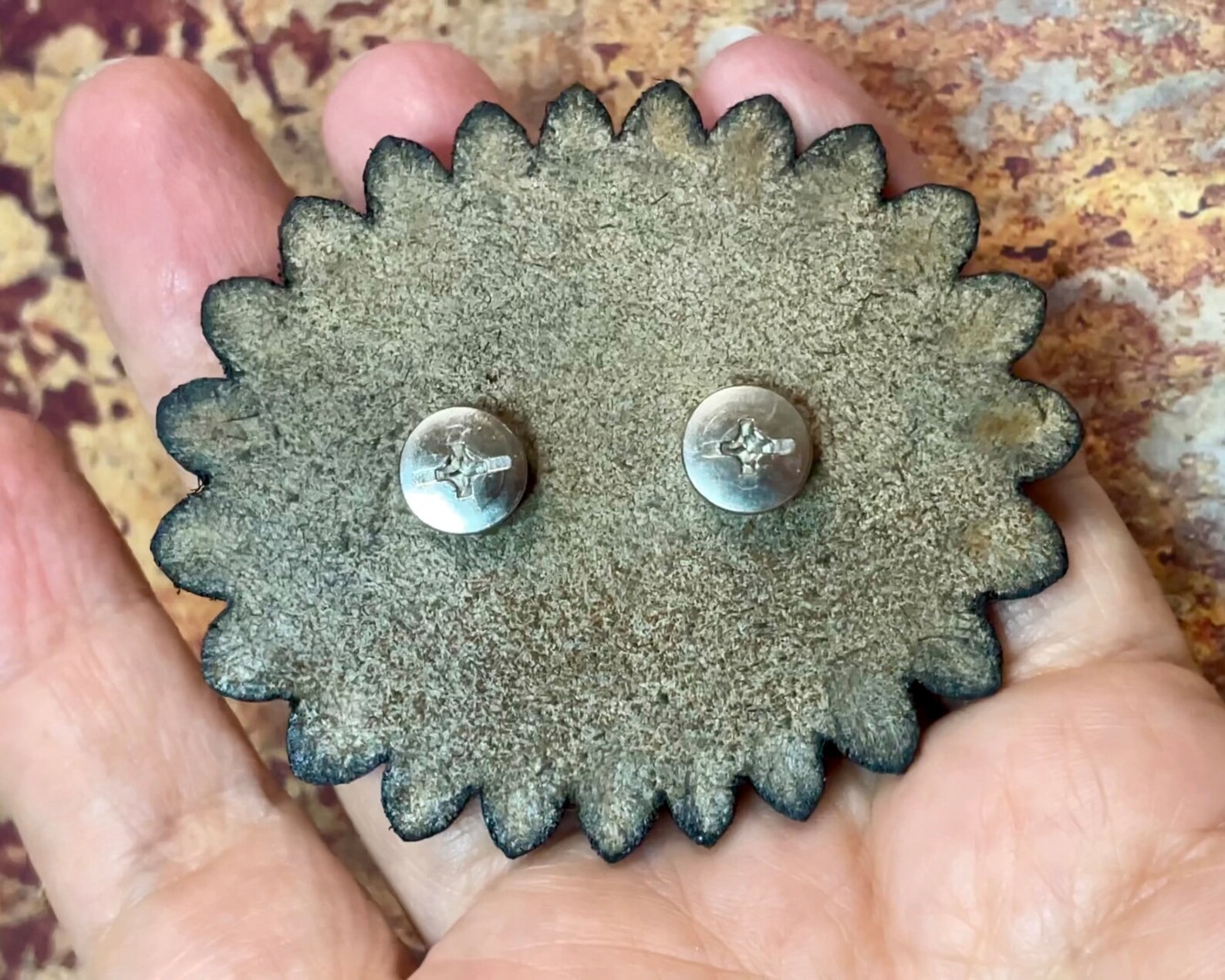 Hand Tooled Leather Concho With Turquoise Cabochon Natural - Etsy