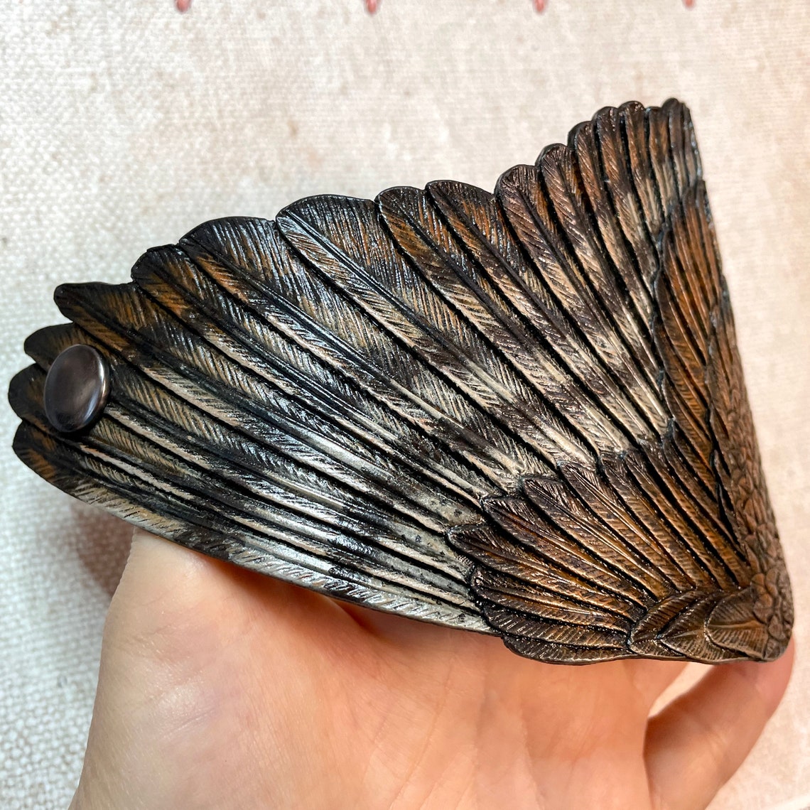 Owl Wing Shaped Tooled Leather Cuff Bracelet Hand Tooled - Etsy