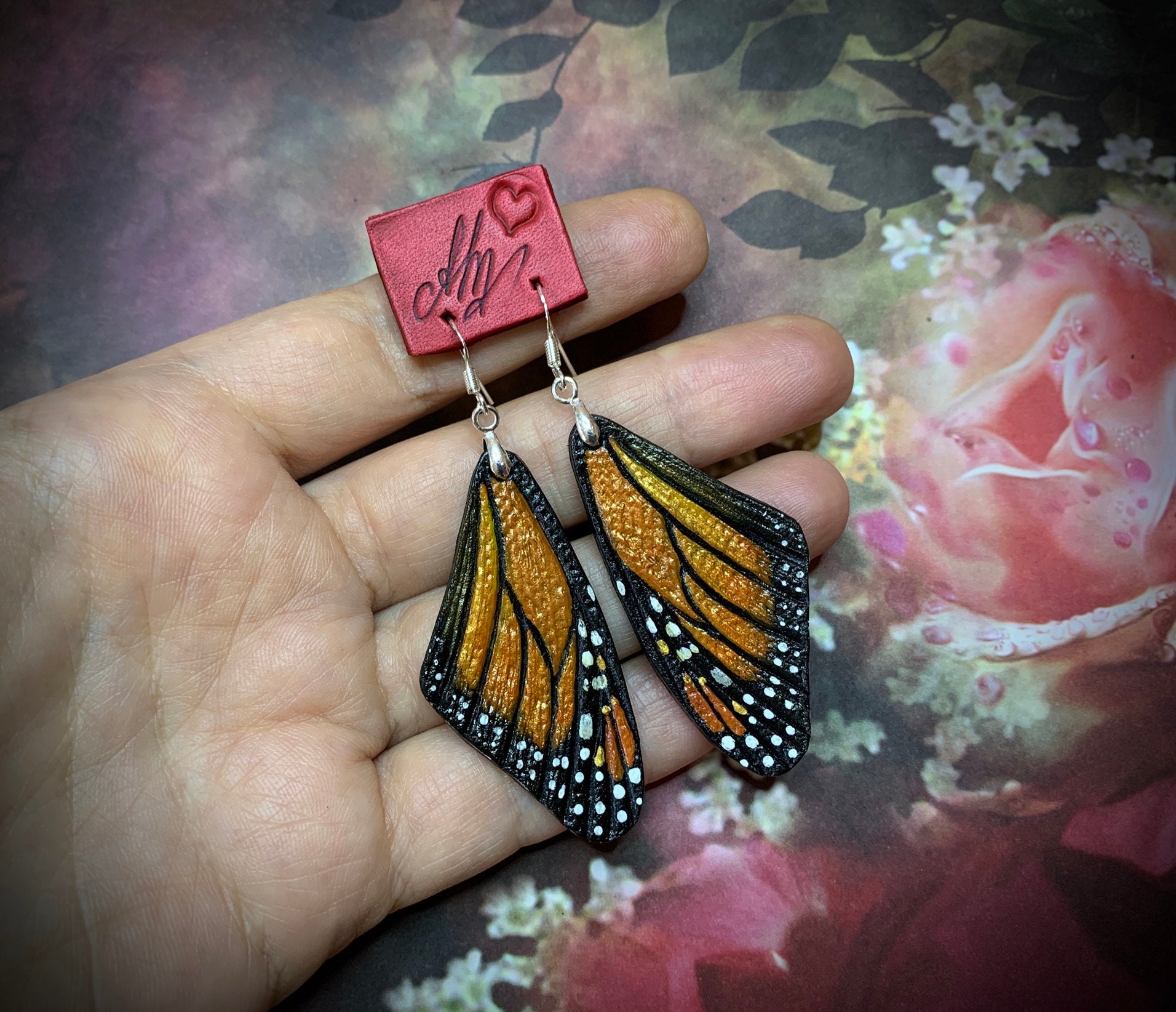 Hand Tooled Leather Iridescent Monarch Butterfly Wings | Etsy