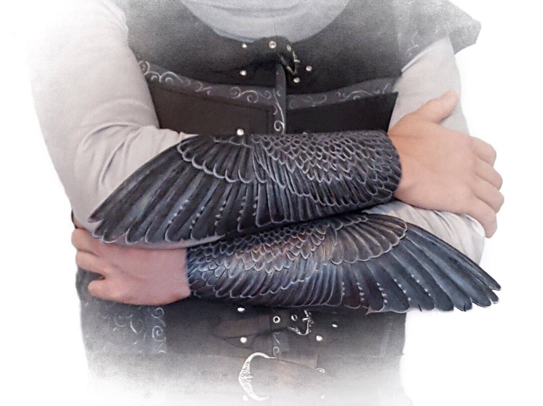 Falcon Wings - Pair of Hand Tooled Leather Winged Bracers With ...