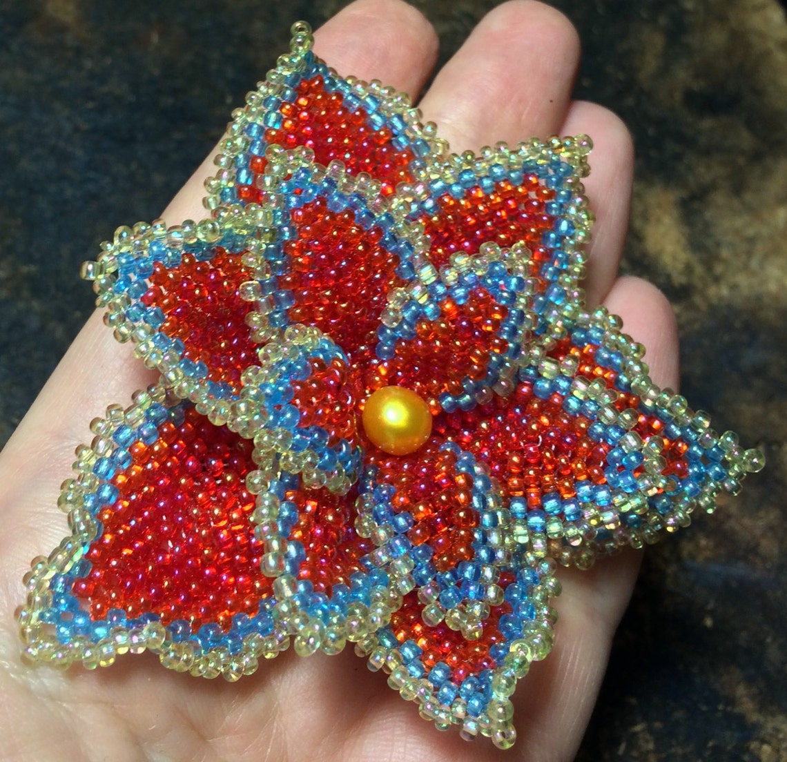 Pattern & Tutorial for Beaded Fire Flower DIY Artisan - Etsy UK