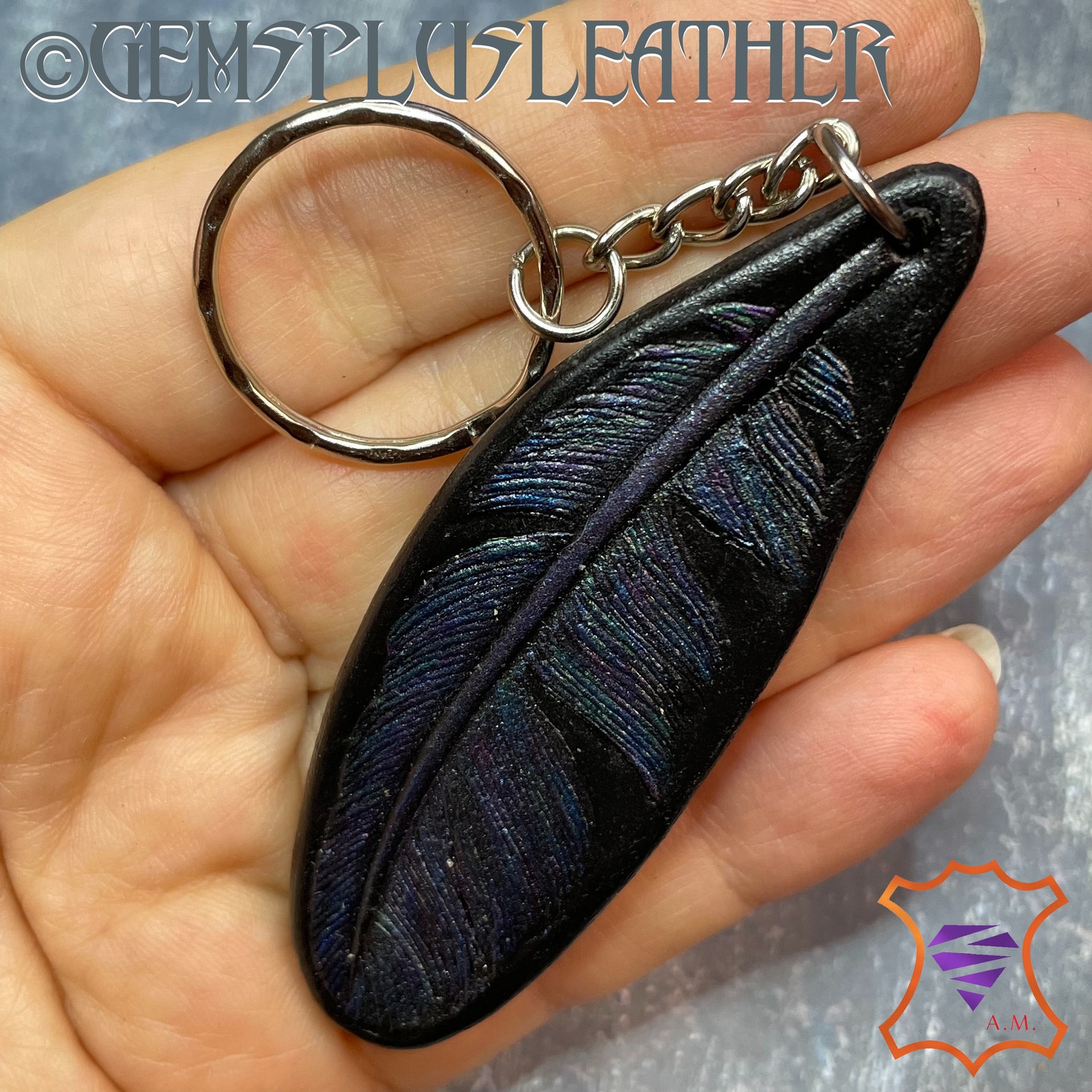 Tooled Leather Fantasy Raven Feather Key Holder Hand Tooled - Etsy
