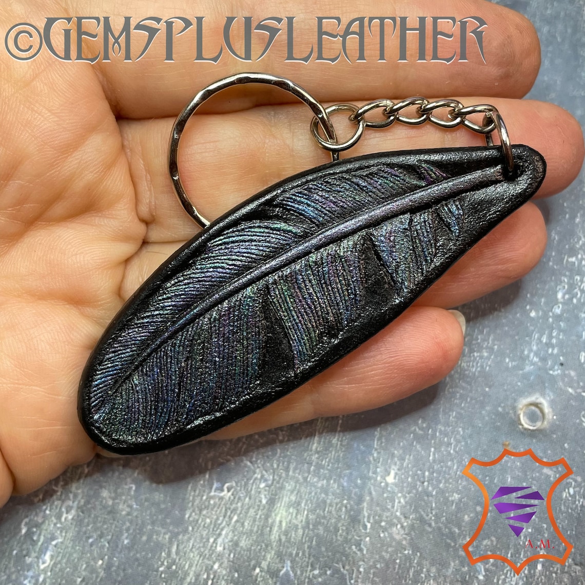Tooled Leather Fantasy Raven Feather Key Holder Hand Tooled - Etsy