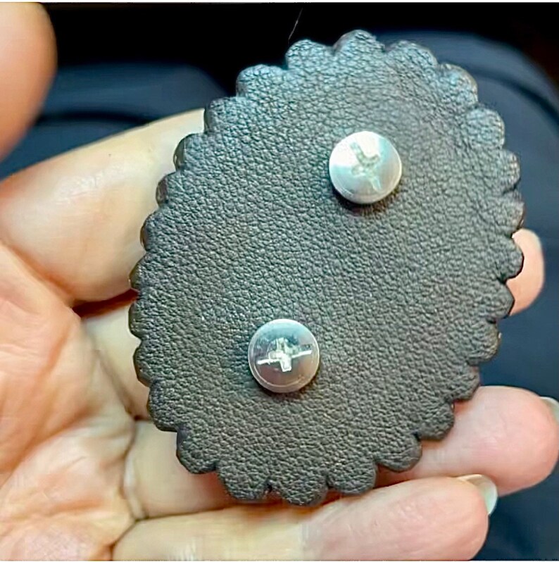 Hand Tooled Leather Concho With Chrysocolla Cabochon Natural | Etsy