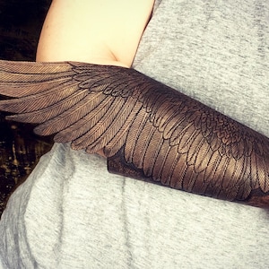 Antique Wing Bracer - Hand Tooled Leather Winged Bracer - Antique ...