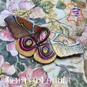 Tooled Leather Madagascan Emperor Moth Brooch / Pendant Transformer ...