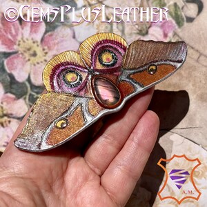 Tooled Leather Madagascan Emperor Moth Brooch / Pendant Transformer ...