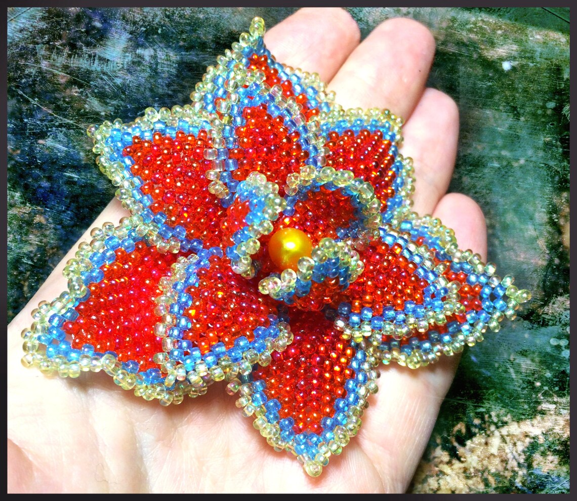Pattern & Tutorial for Beaded Fire Flower DIY Artisan - Etsy UK