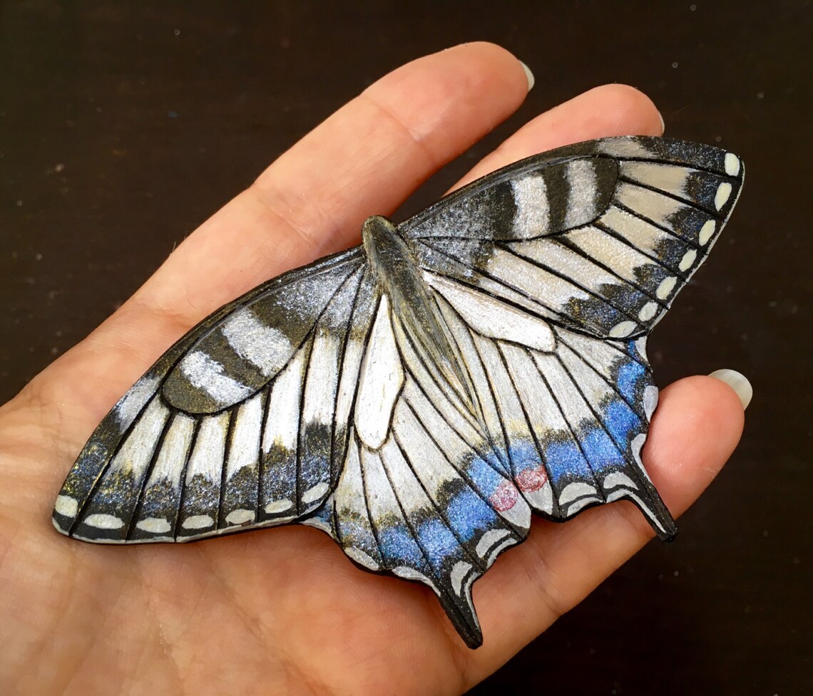 Swallowtail Butterfly Tooled Leather Hair Barrette Artisan - Etsy