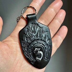 Raven Key Holder - Hand Tooled Leather Key Fob - Original Artisan Gift ...