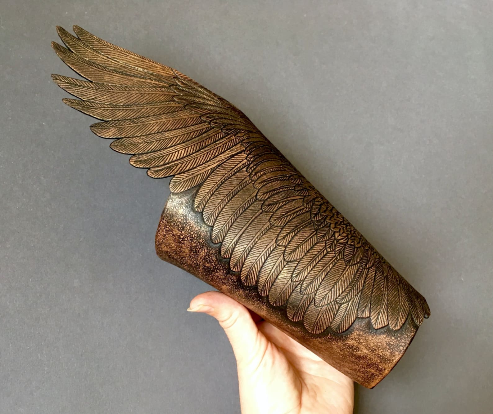 Antique wing bracer Hand tooled leather winged bracer | Etsy