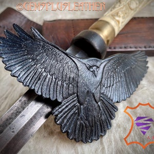 Tooled and Hand Painted Leather Raven Hair Barrette - Exclusive Gift ...
