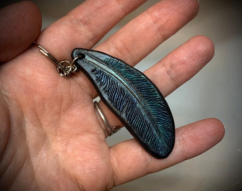 Tooled Leather Raven Feather Key Holder Hand Tooled Leather | Etsy