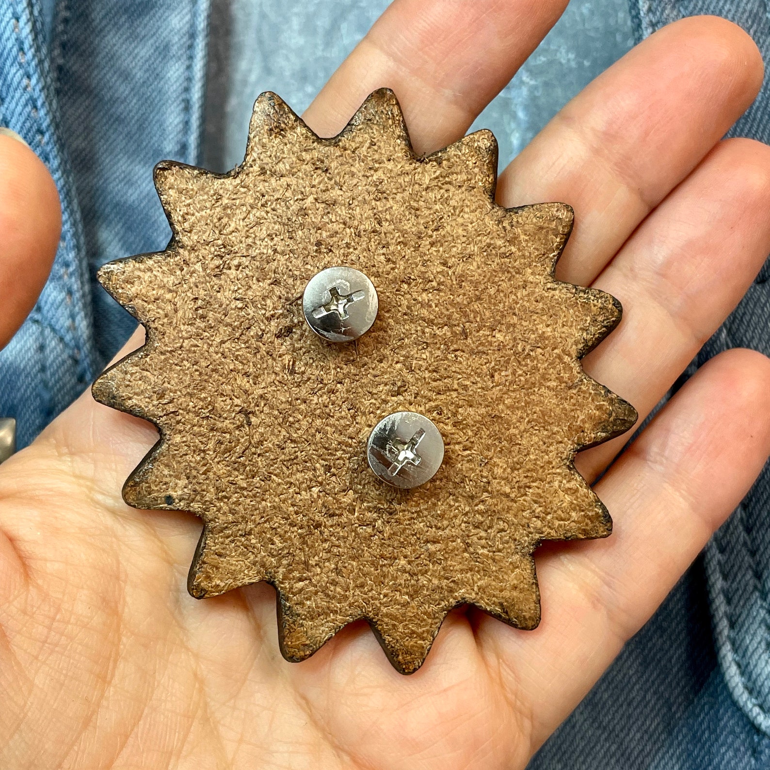 Hand Tooled Leather Concho With Turquoise Natural Gemstone - Etsy