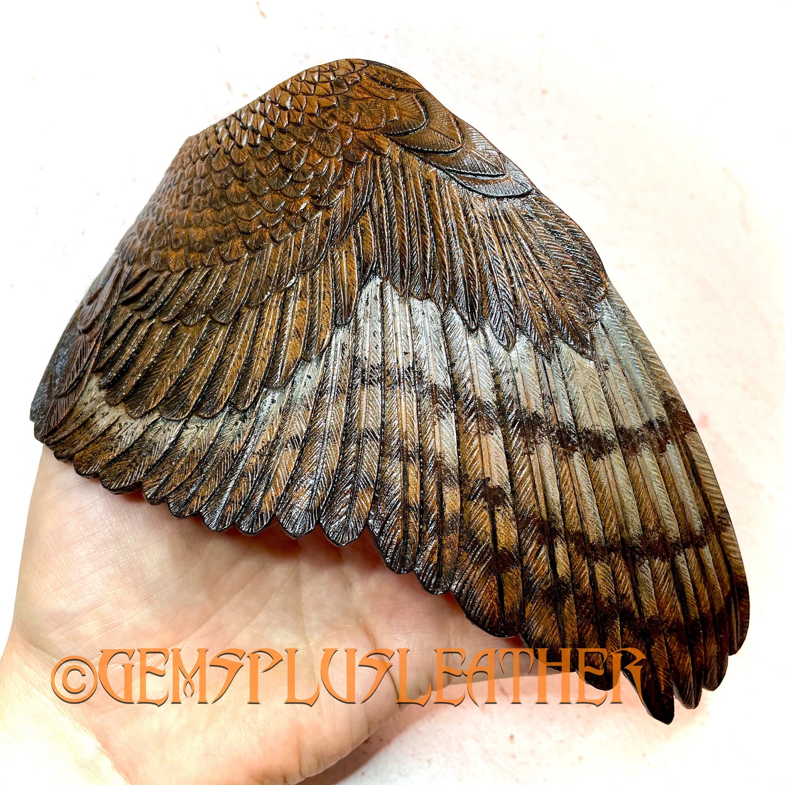 Owl Wing Shaped Tooled Leather Cuff Bracelet Hand Tooled | Etsy