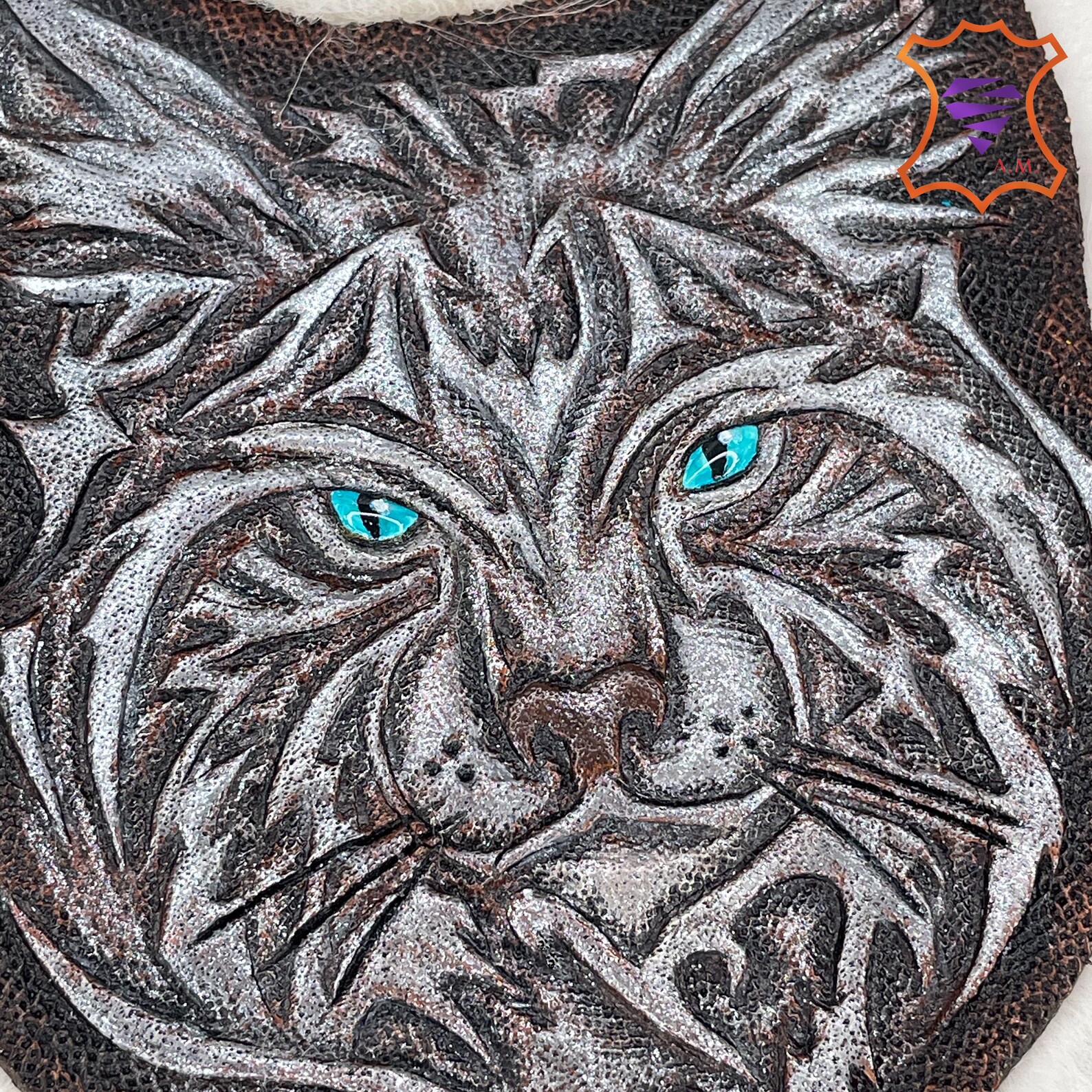 Hand Tooled Leather Silver Lynx Necklace Combination of Hand - Etsy