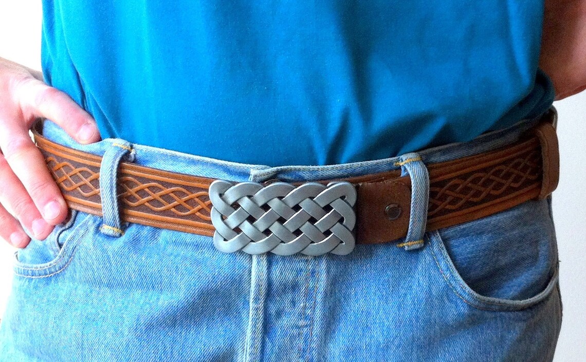 Hand Tooled Leather Celtic Knot Belt Hand Carved Custom Made | Etsy