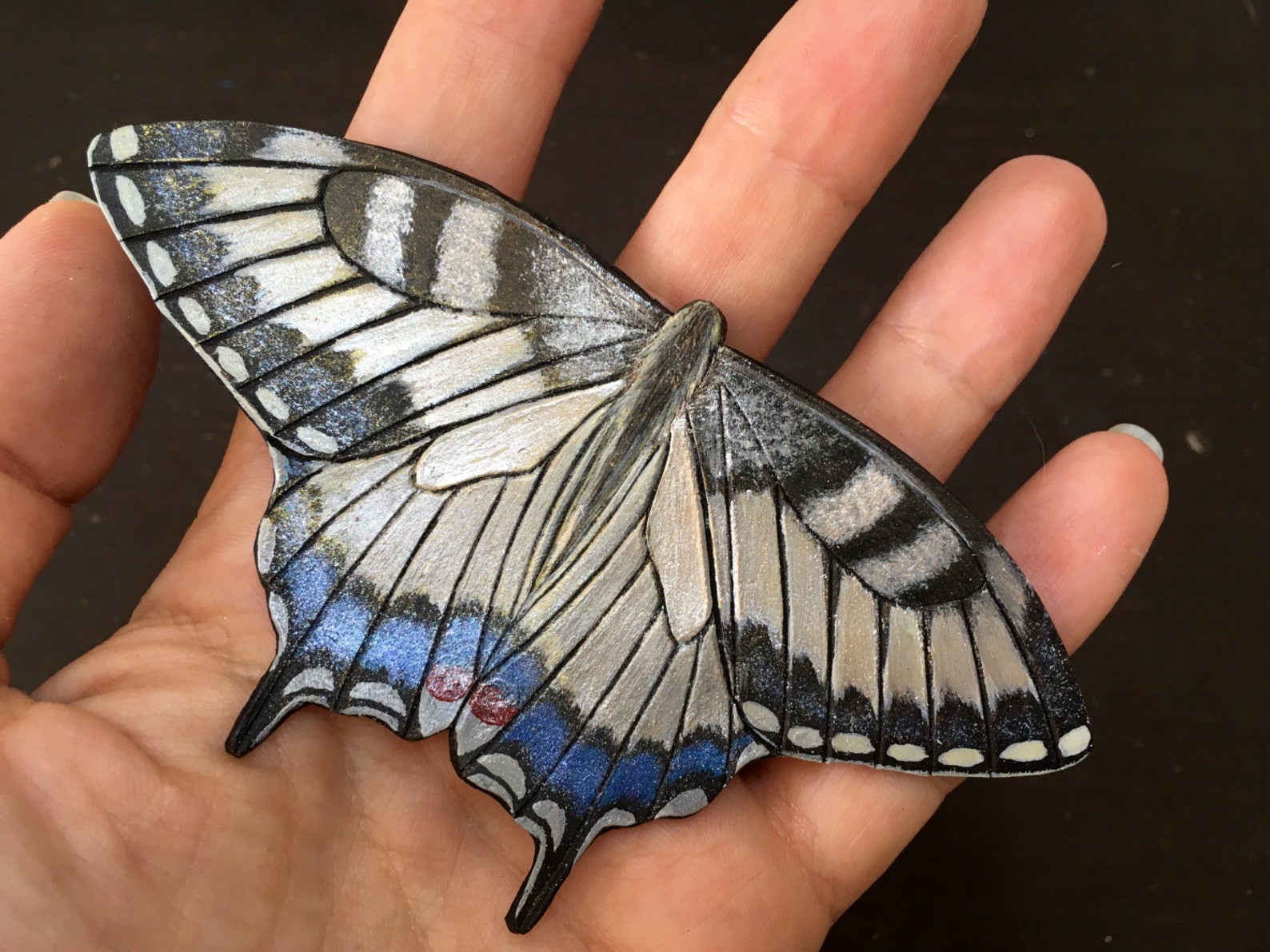Swallowtail Butterfly Tooled Leather Hair Barrette Artisan - Etsy