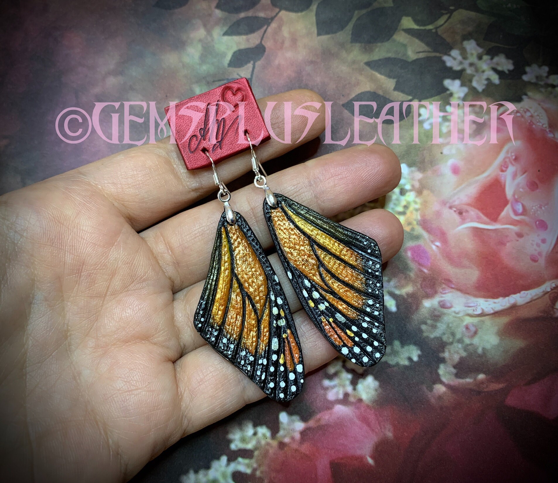 Hand Tooled Leather Iridescent Monarch Butterfly Wings | Etsy