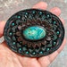 Hand Tooled Leather Concho With Chrysocolla Rustic Style - Etsy