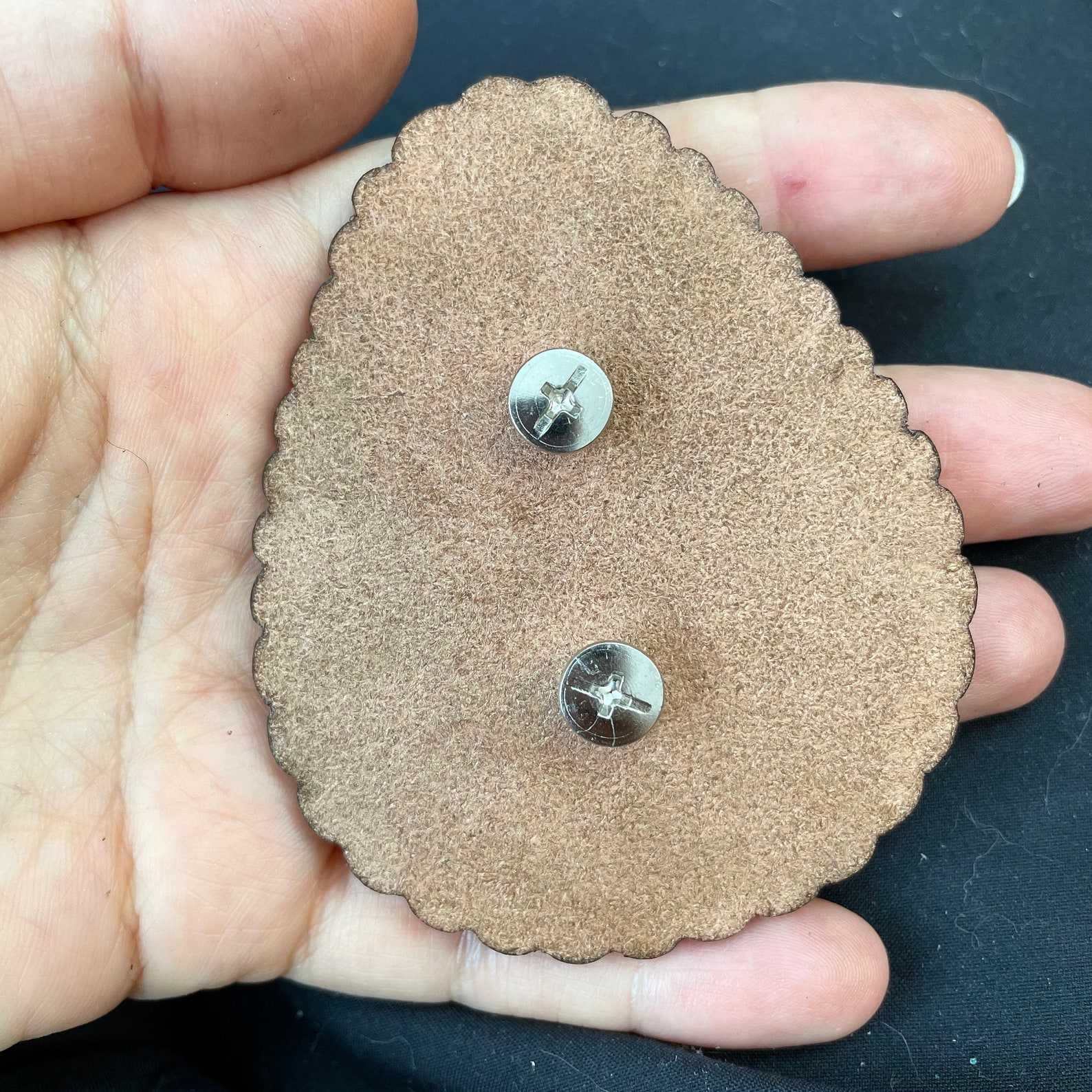 Hand Tooled Leather Concho With Chrysocolla Cabochon Natural - Etsy