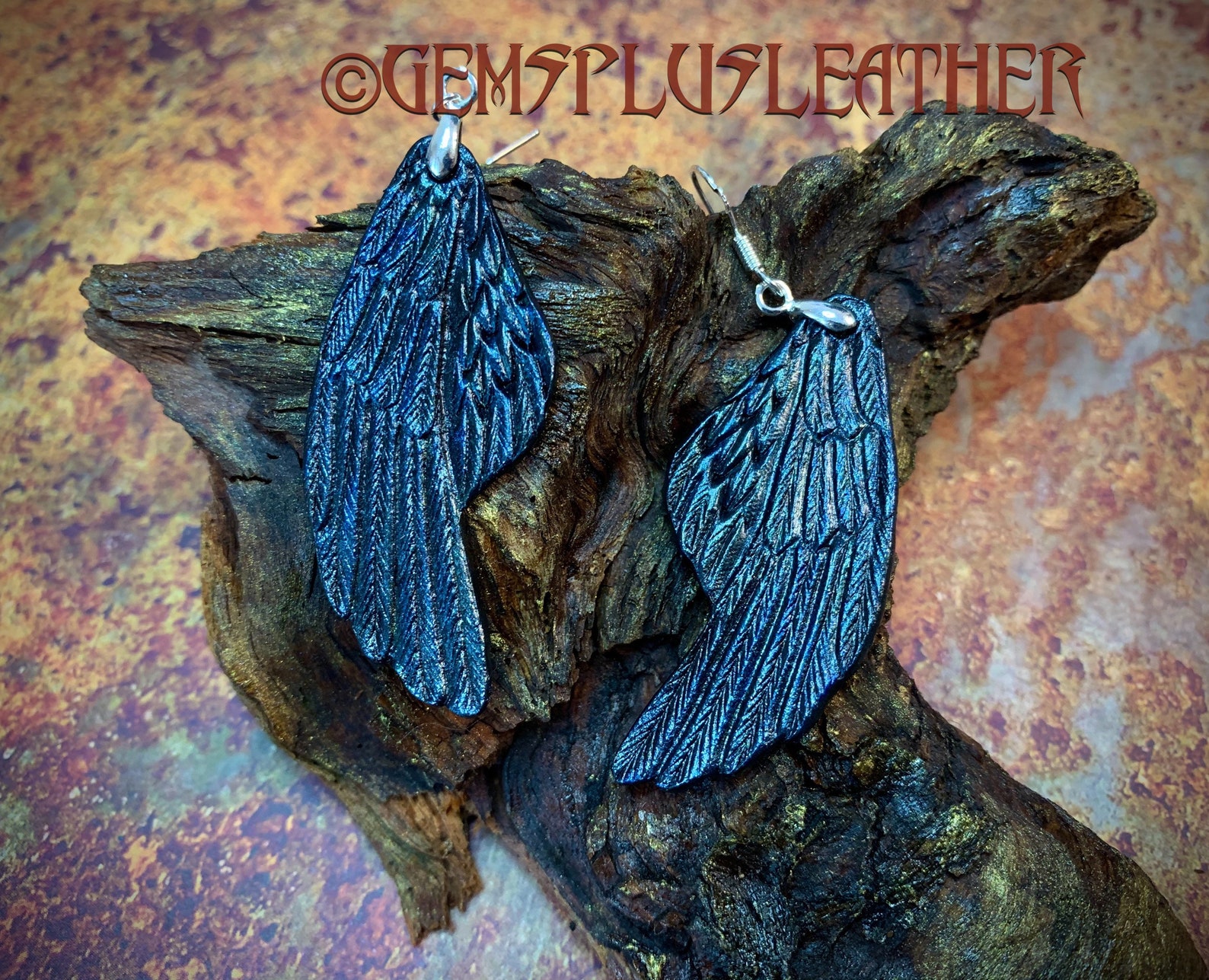Hand Tooled Leather Raven Wings Earrings With Sterling Silver - Etsy