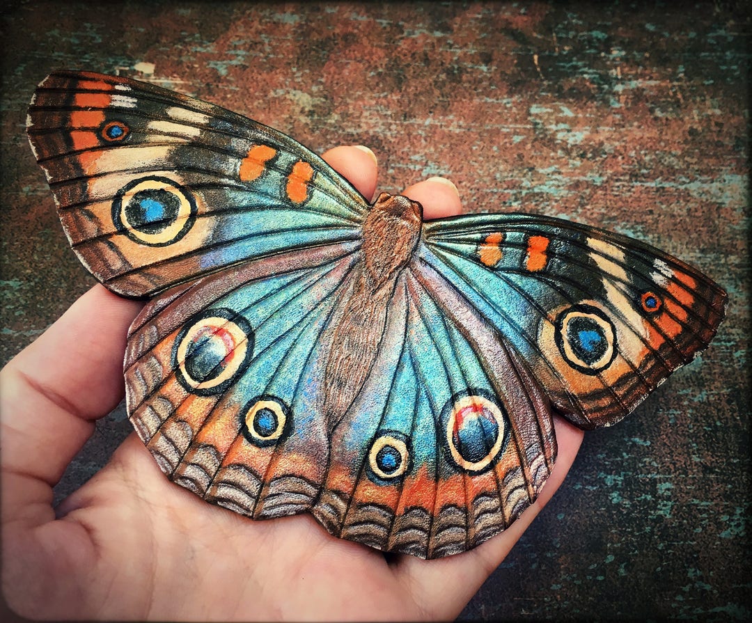 Tooled Leather Buckeye Butterfly Hair Barrette With Stick - Etsy