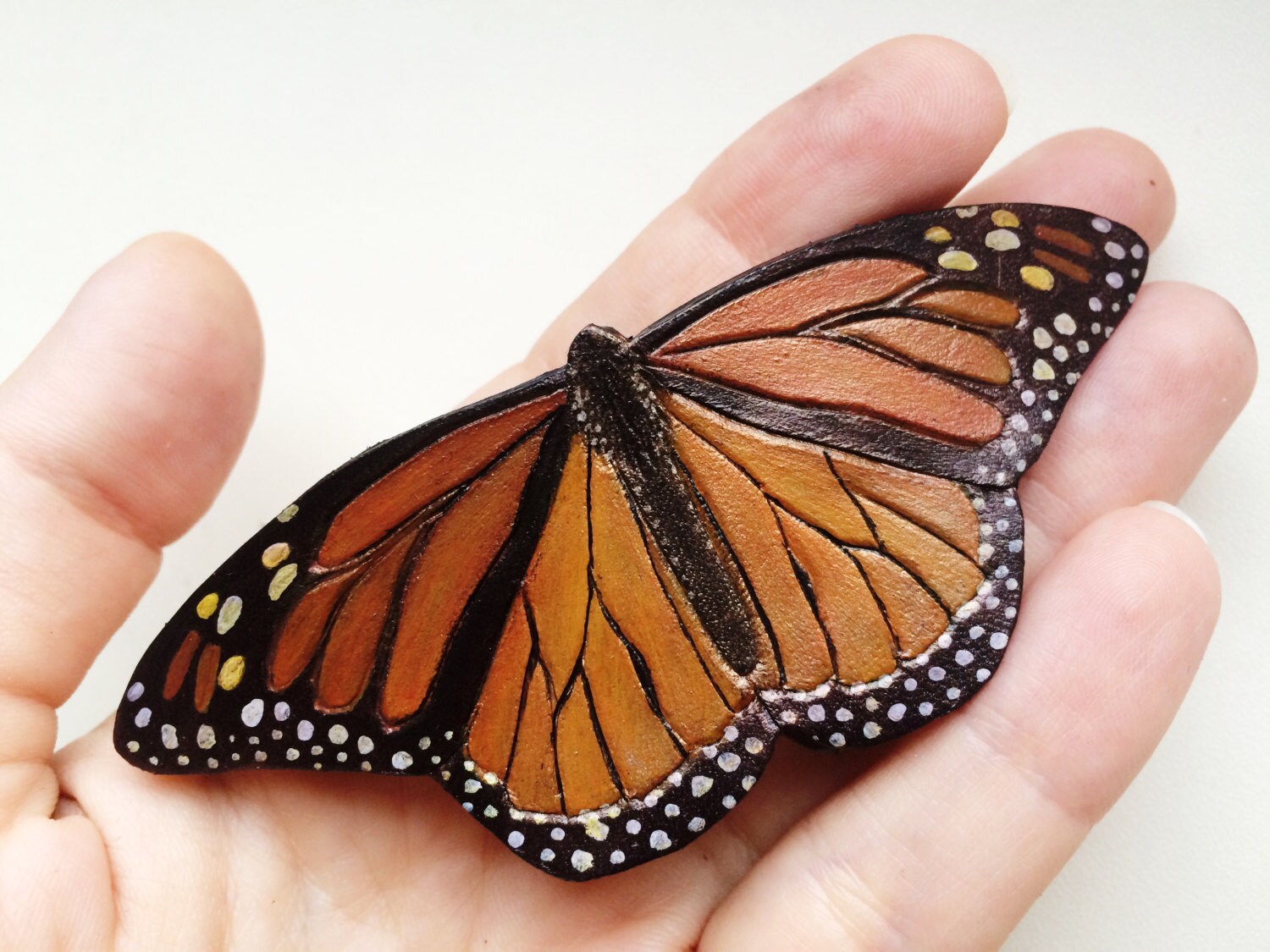 Hand Tooled Leather Monarch Butterfly Hair Barrette / Brooch - Etsy