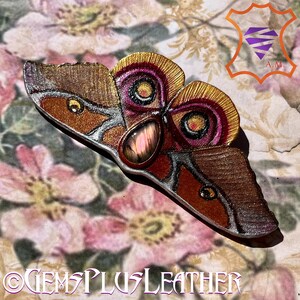 Tooled Leather Madagascan Emperor Moth Brooch / Pendant Transformer ...