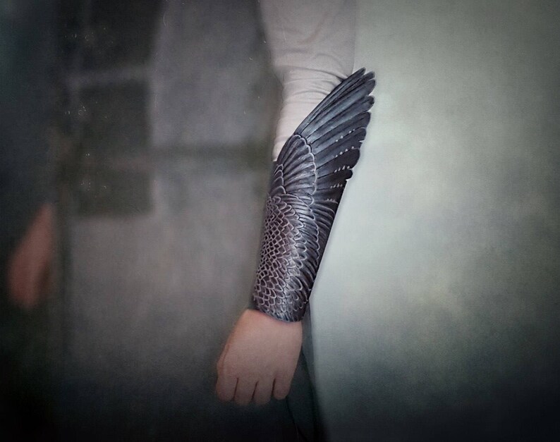 Falcon Wings Pair of Hand Tooled Leather Winged Bracers With | Etsy