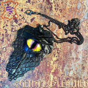 Hand-painted Leather Golden Dragon Eye Pendant With Golden - Etsy