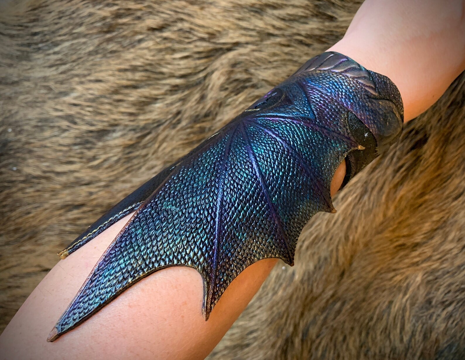 Hand Tooled and Hand Painted Leather Flying Dragon Cuff - Etsy