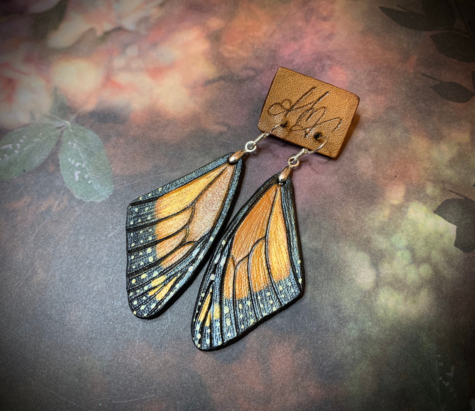 Hand Tooled Leather Iridescent Monarch Butterfly Wings | Etsy