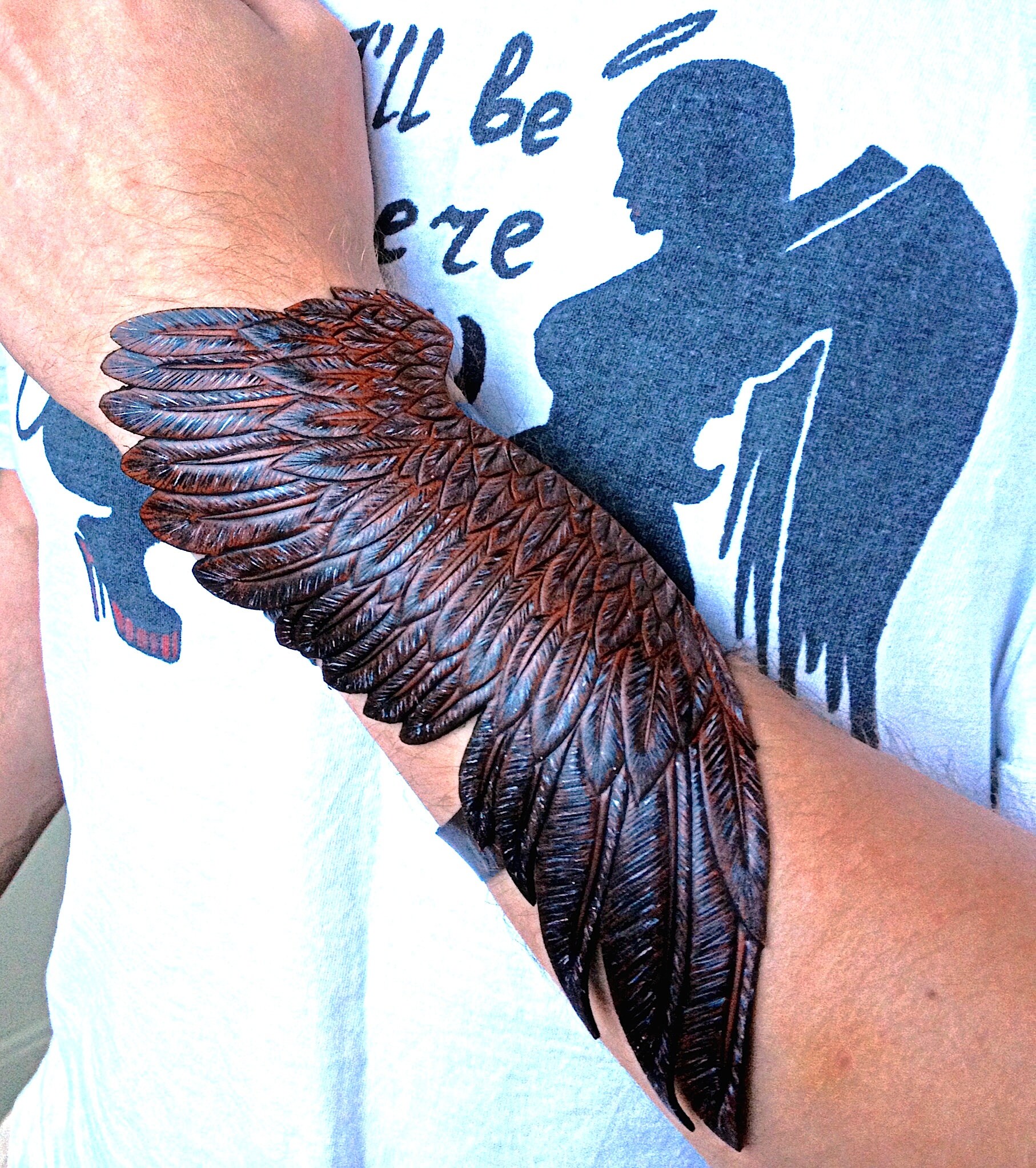 Tooled leather eagle wing cuff Hand tooled leather winged | Etsy
