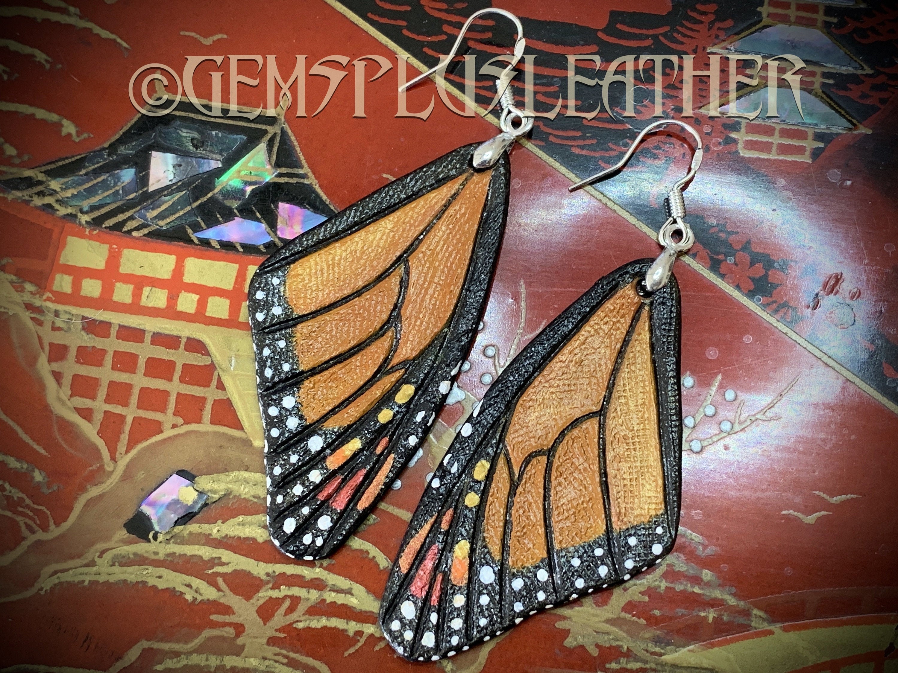 Monarch Butterfly Wings Earrings With Sterling Silver Hooks | Etsy